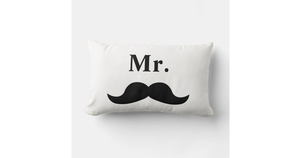 Black And White Mr Mustache Lumbar Pillow | Zazzle