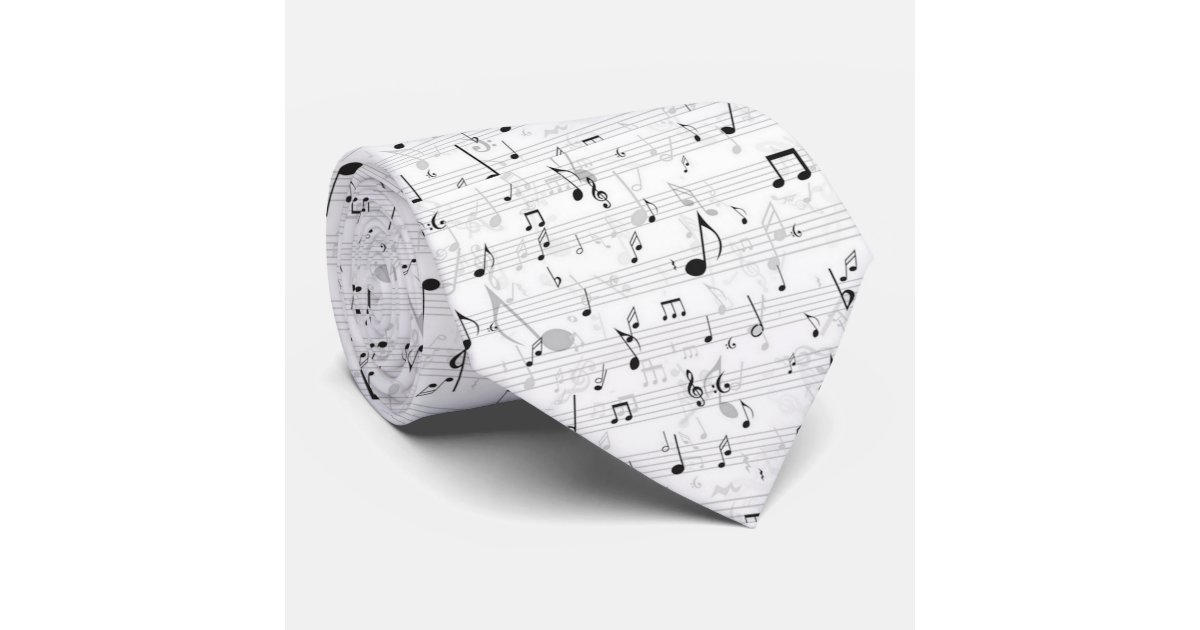 Black and White Music Note Neck Tie | Zazzle