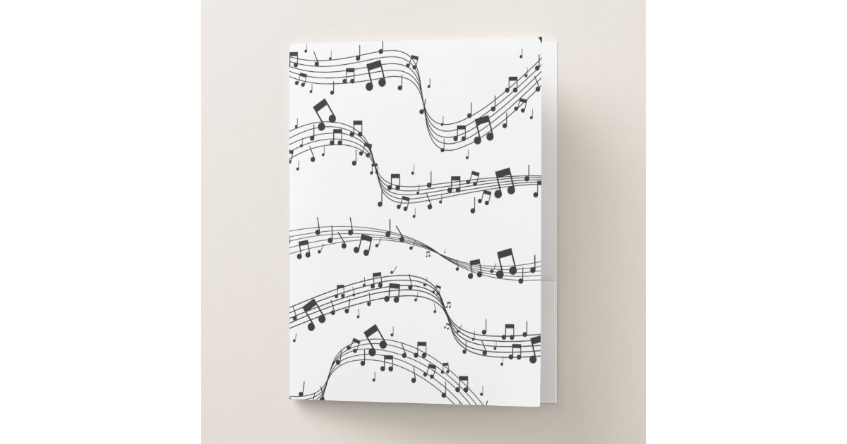 Black and White music note Pattern musician Pocket Folder | Zazzle