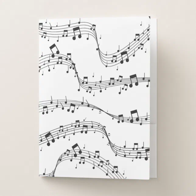 Black and White music note Pattern musician Pocket Folder | Zazzle