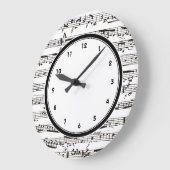 Black and white music notes clock with numbers | Zazzle