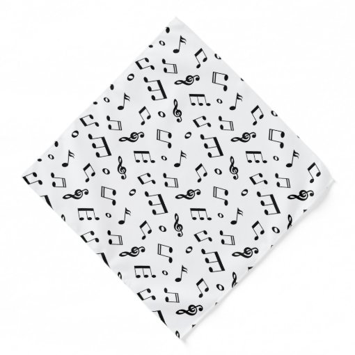 Black and White Music Notes Pattern Bandana | Zazzle