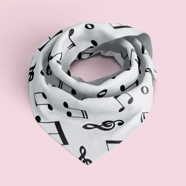 Black and White Music Notes Pattern Bandana | Zazzle