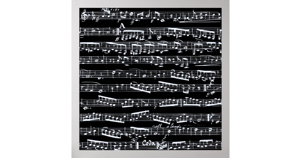Black and white music notes poster | Zazzle