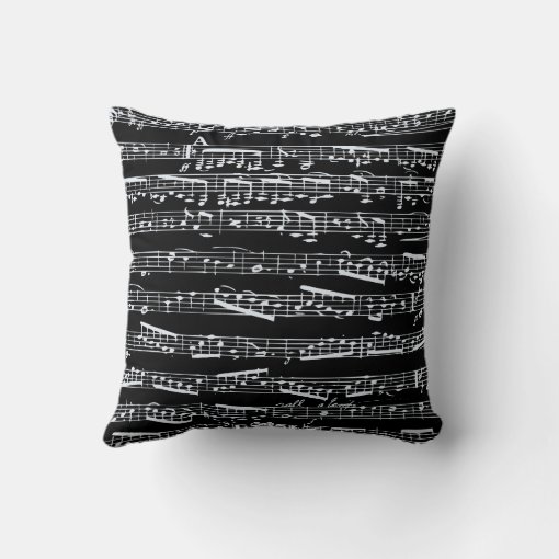 Black and white music notes throw pillow | Zazzle