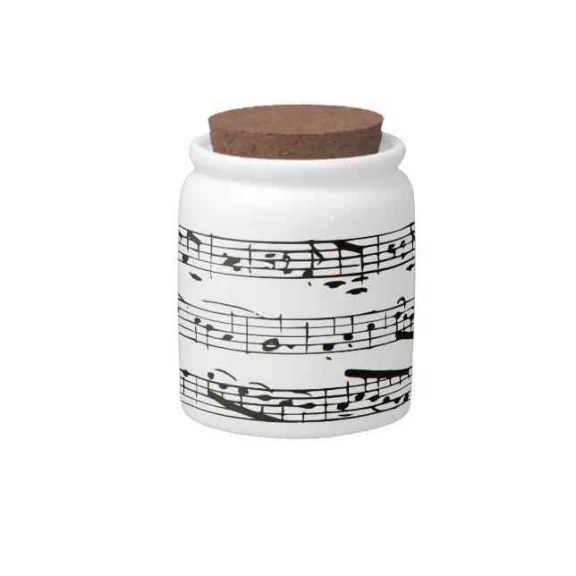 Black and white musical notes candy jar | Zazzle