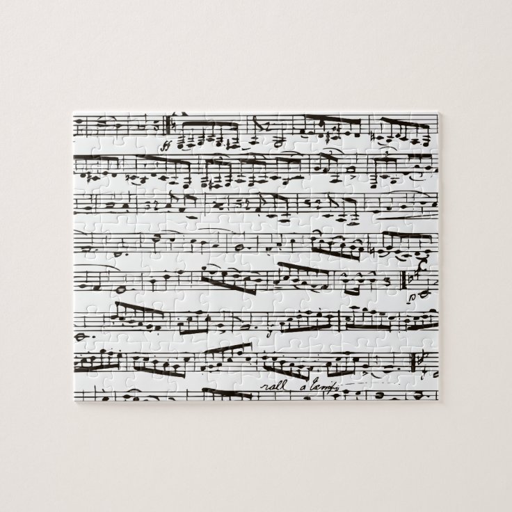 Black and white musical notes jigsaw puzzle | Zazzle