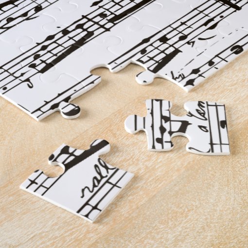 Black and white musical notes jigsaw puzzle | Zazzle