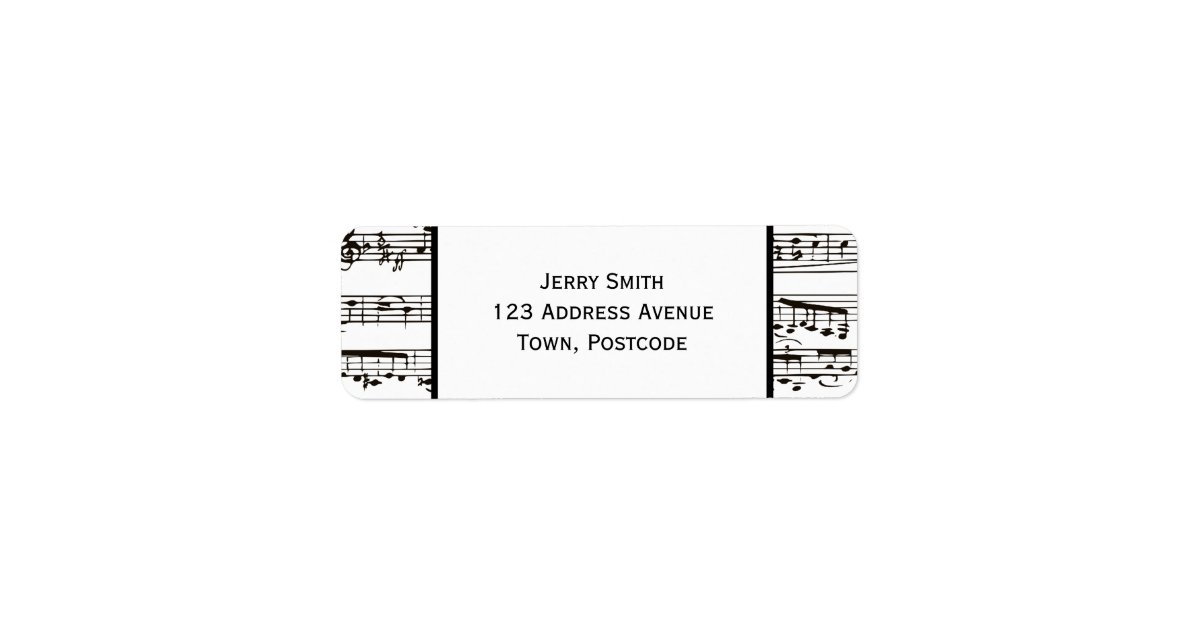 Black and white musical notes (Large text) Label | Zazzle
