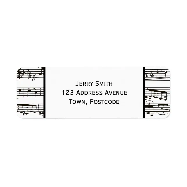 Black and white musical notes (Large text) Label | Zazzle