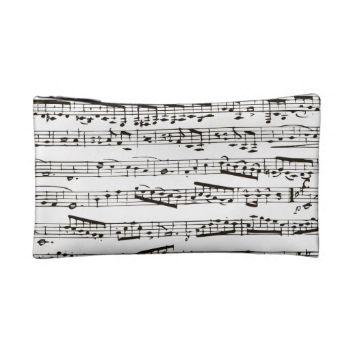 Black and white musical notes makeup bag | Zazzle