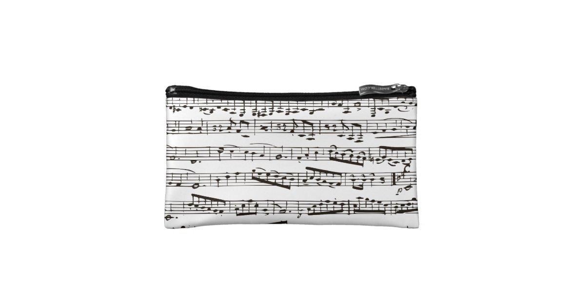 Black and white musical notes makeup bag | Zazzle