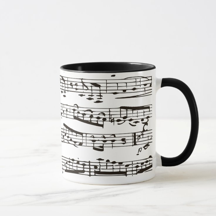 Black and white musical notes mug | Zazzle