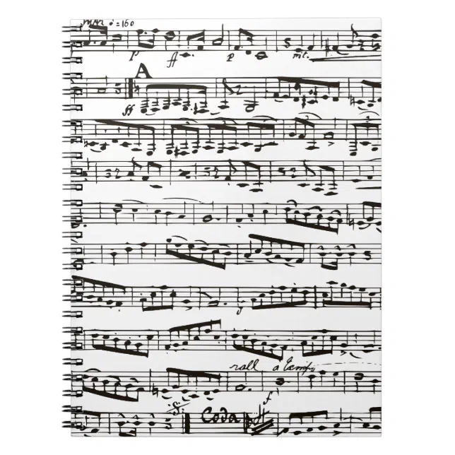 Black and white musical notes notebook | Zazzle
