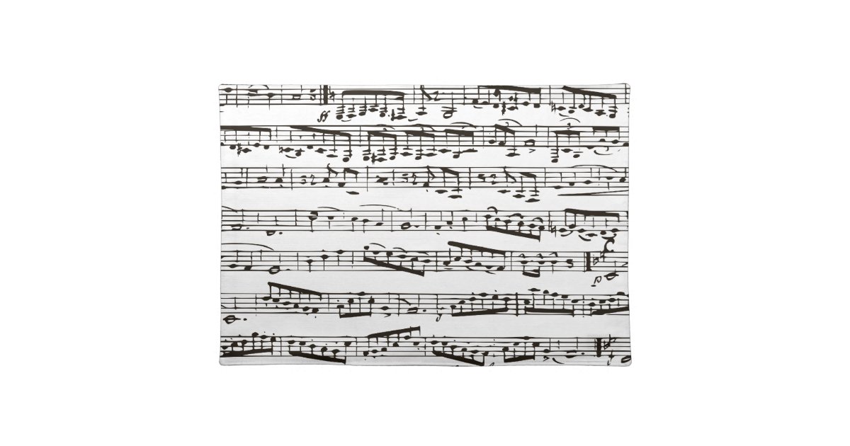 Black and white musical notes placemat | Zazzle