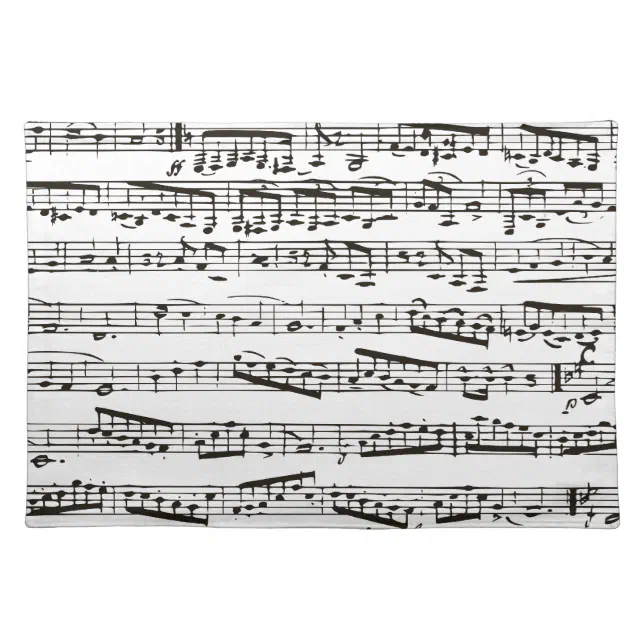 Black and white musical notes placemat | Zazzle