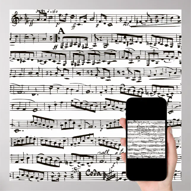 Black and white musical notes poster | Zazzle