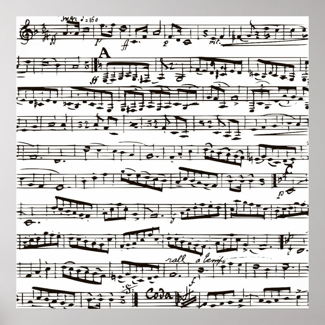 Black and white musical notes poster | Zazzle