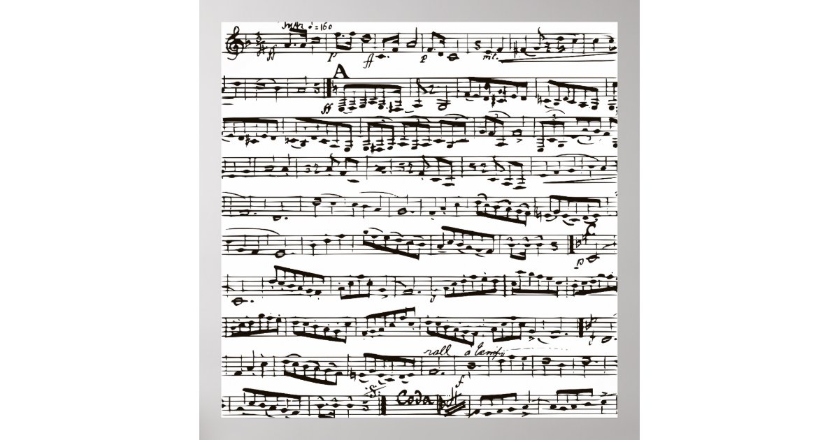 Black and white musical notes poster | Zazzle