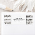 Black and white musical notes (small text) label | Zazzle