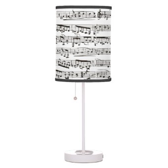 Black and white musical notes table lamp | Zazzle