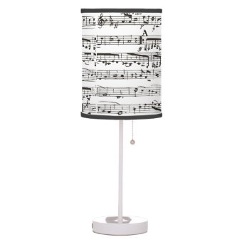 Black and white musical notes table lamp | Zazzle