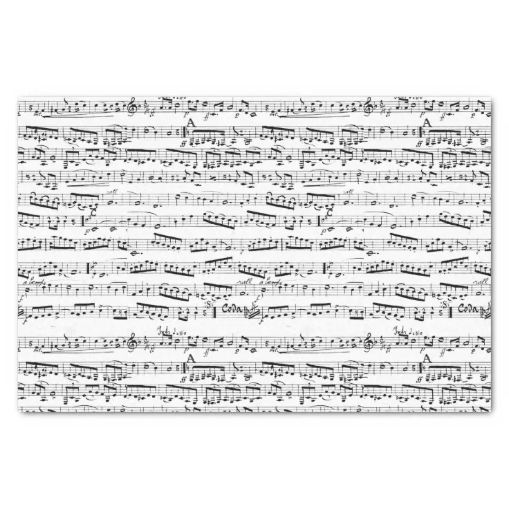Black and white musical notes tissue paper | Zazzle