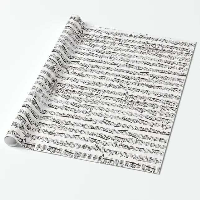 Black and white musical notes wrapping paper | Zazzle