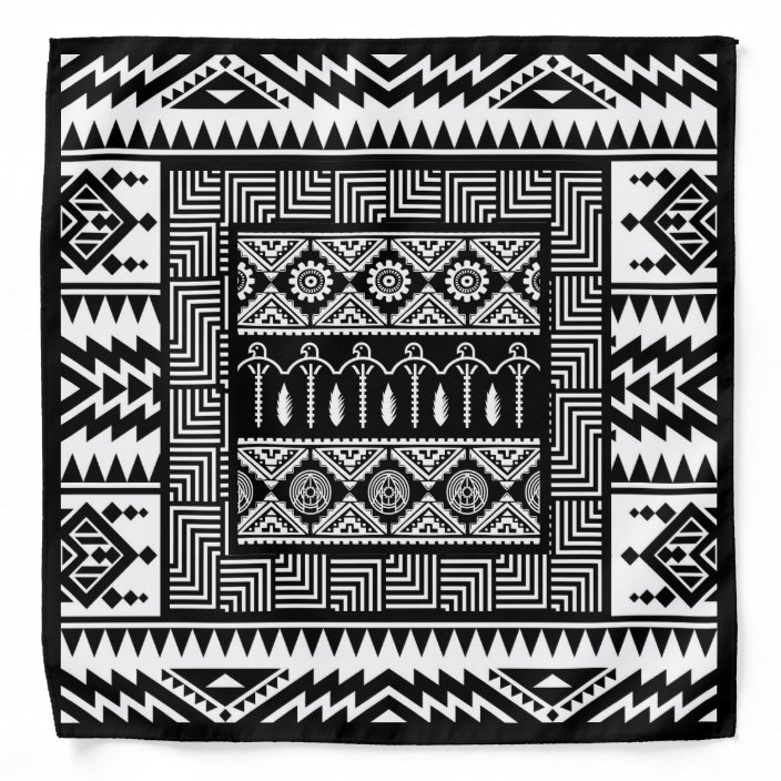 Black and White Native Patterns Bandana | Zazzle.com