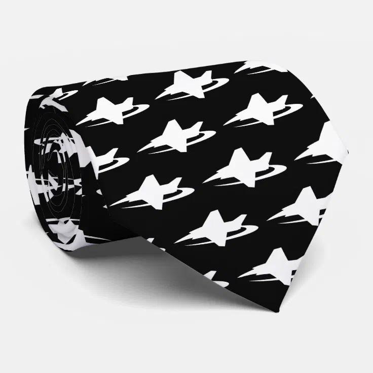 Black and white neck tie with jet fighter aircraft | Zazzle