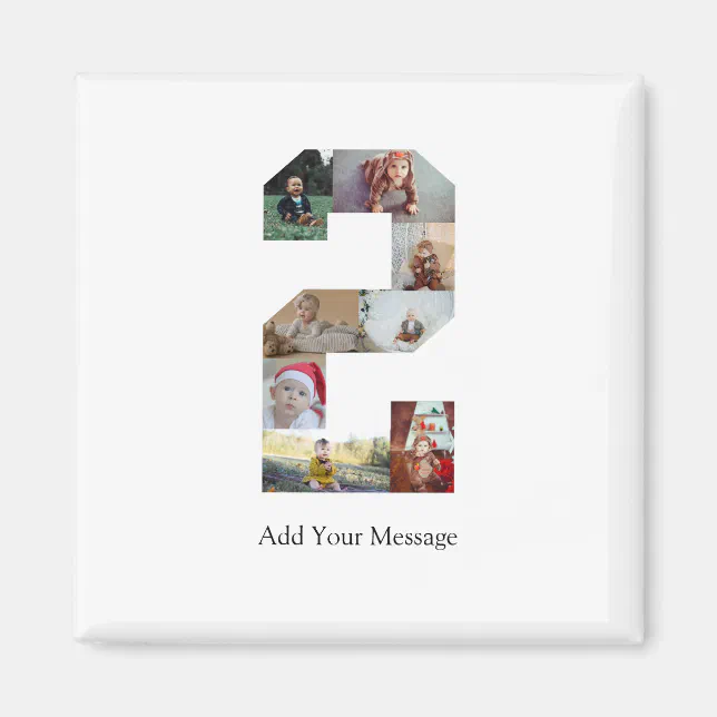 Black and White Number 2 Photo Collage Magnet | Zazzle