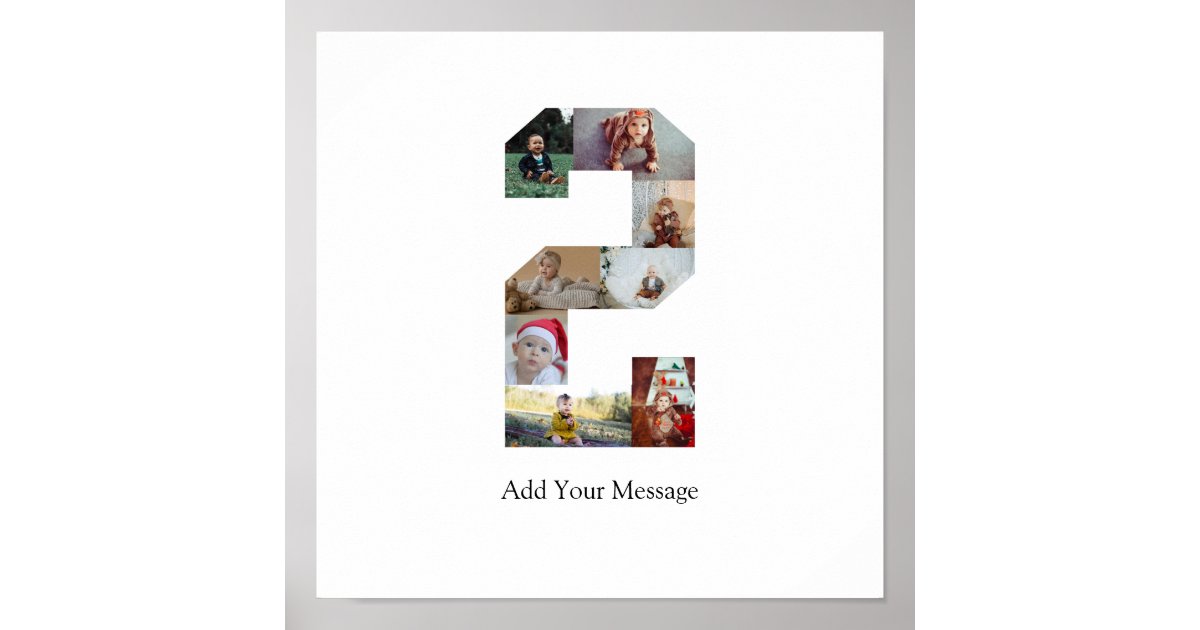 Black and White Number 2 Photo Collage Poster | Zazzle