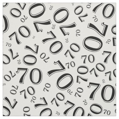 Gold and White Number 70 Typography Pattern Fabric | Zazzle