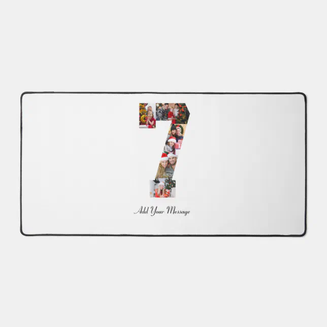 Black and White Number 7 Photo Collage Desk Mat | Zazzle