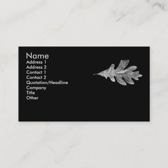 Black and White Oak Leaf Card | Zazzle.com