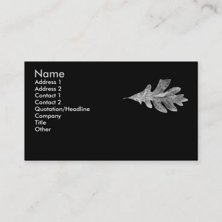 Black and White Oak Leaf Card | Zazzle