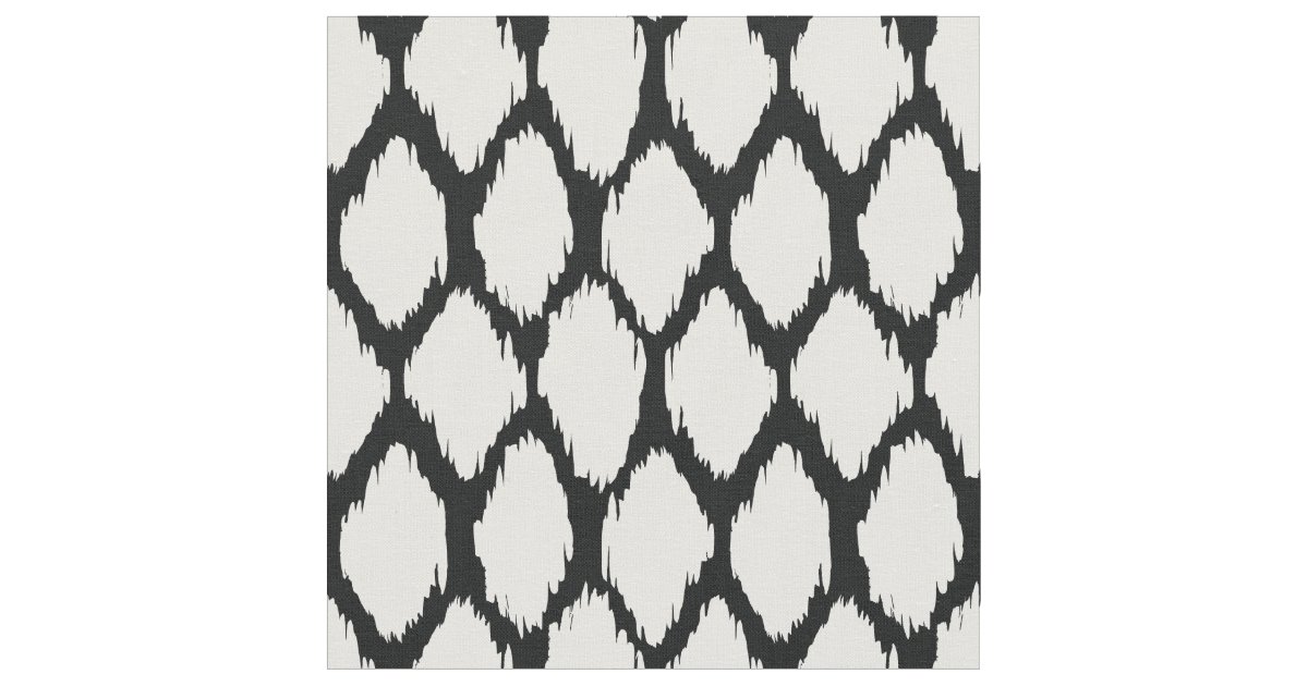 Black and White Ogee Pattern Fabric | Zazzle