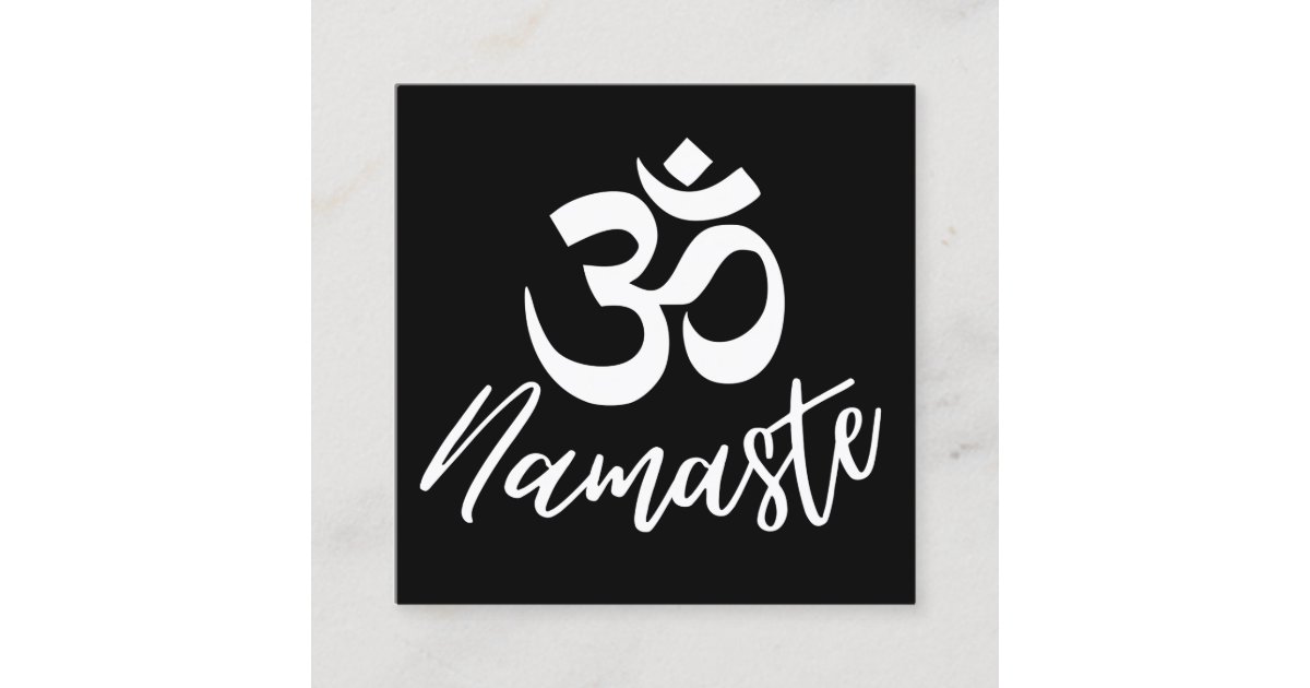 Black and White Om (Aum) HIndu Meditation Symbol Square Business Card ...