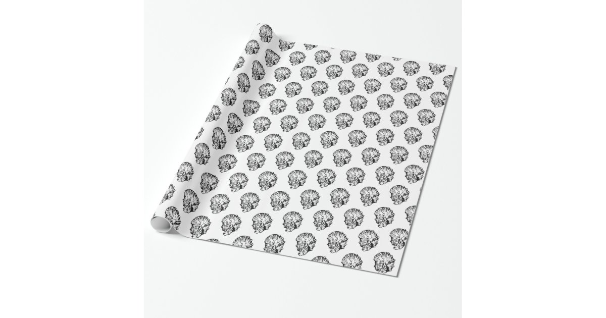 Black and White Oyster Shell Pattern Wrapping Paper | Zazzle