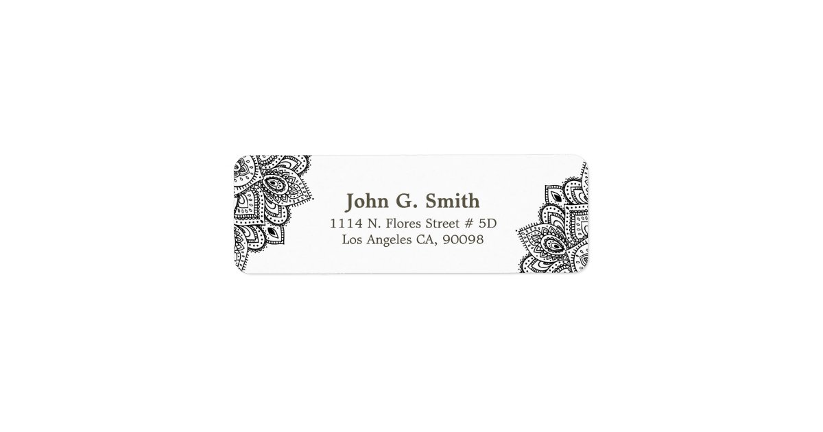 Black and white paisley corner frame label | Zazzle