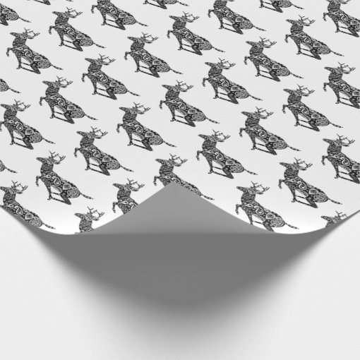 Black and White Paisley Deer Wrapping Paper | Zazzle