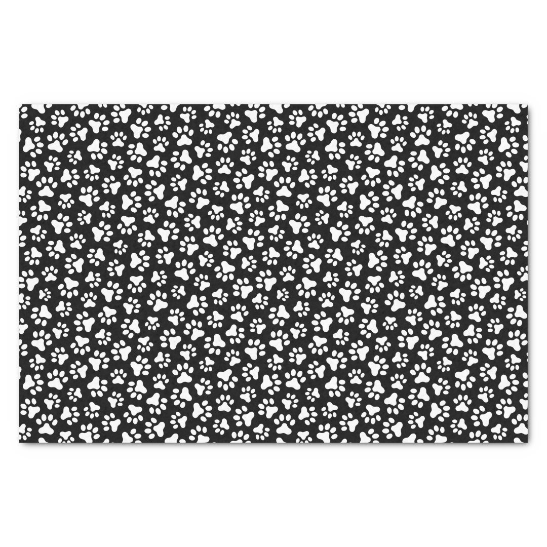 Black and white paw print pattern tissue paper | Zazzle