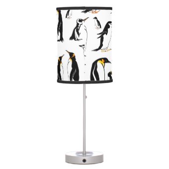 Black and white penguin Pattern Table Lamp | Zazzle