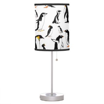 Black and white penguin Pattern Table Lamp | Zazzle