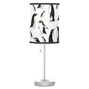 Black and white penguin Pattern Table Lamp | Zazzle