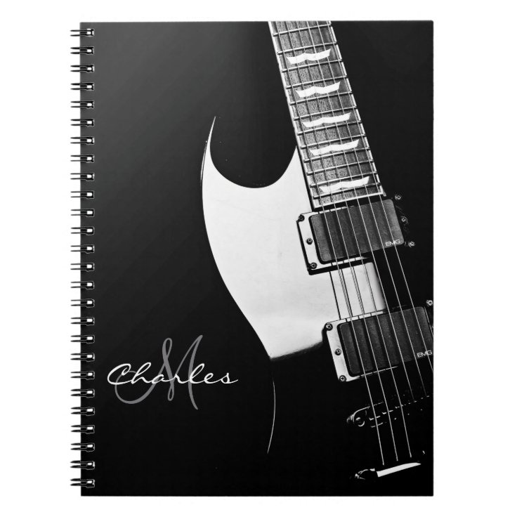 Black and White Personalized Guitar Music Notebook | Zazzle