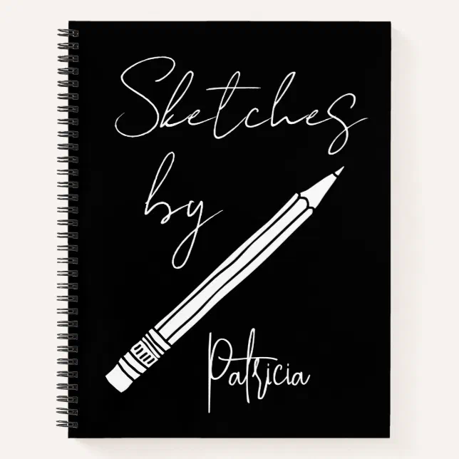 Black And White Personalized Name Artist Sketch Notebook | Zazzle