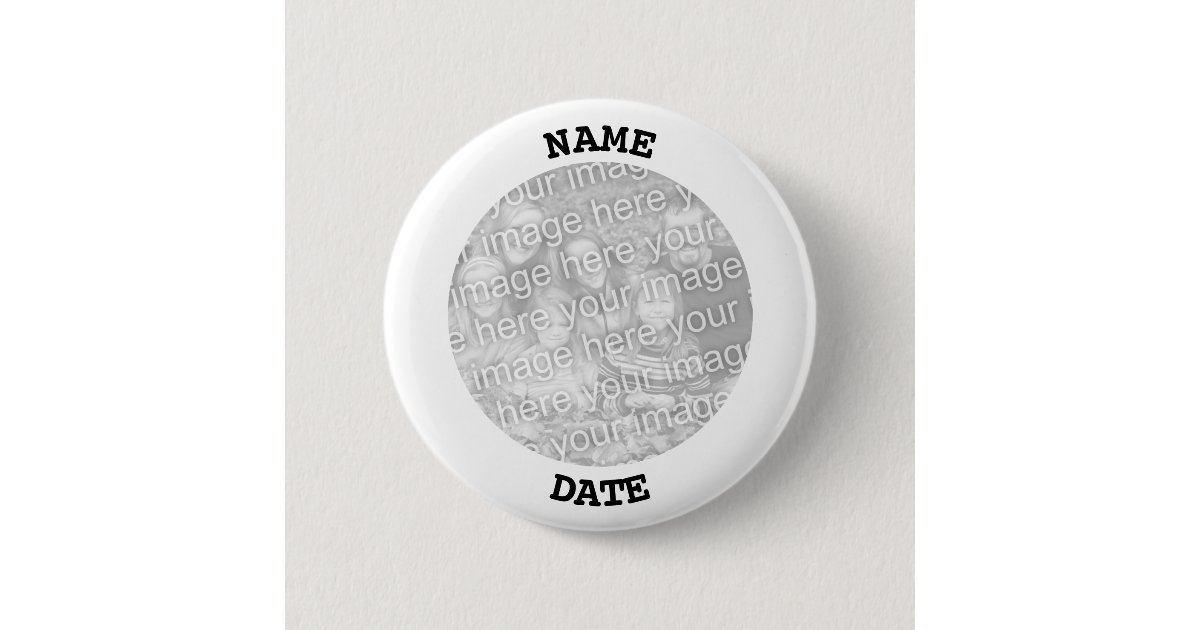 Black and White Personalized Round Photo Frame Pinback Button | Zazzle