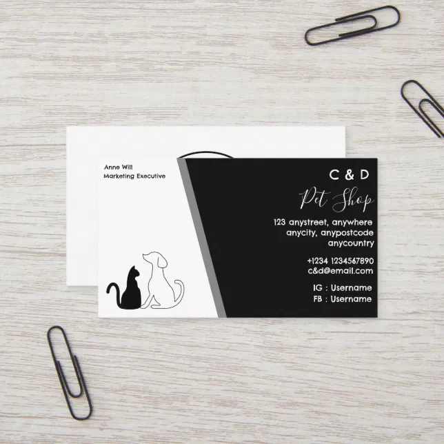 Black and White Pet Shop Business Card | Zazzle