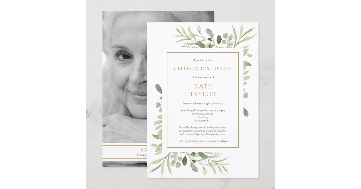 Black And White Photo Celebration of Life Funeral Invitation | Zazzle